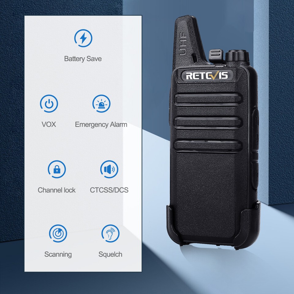 Retevis RT22 Walkie Talkie Long Range Rechargeable Two Way Radio UHF ...