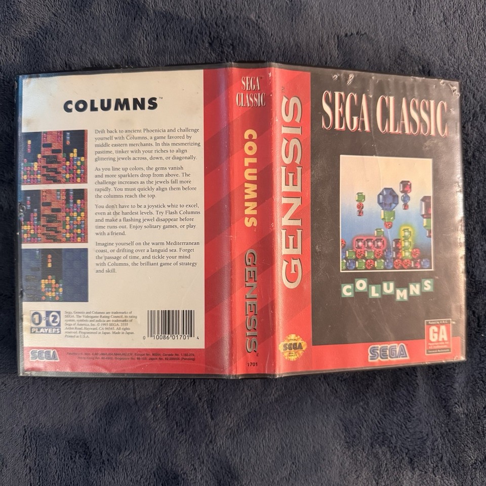 Columns Case (SEGA Classic) (SEGA Genesis) Authentic Case & Cover Art ...