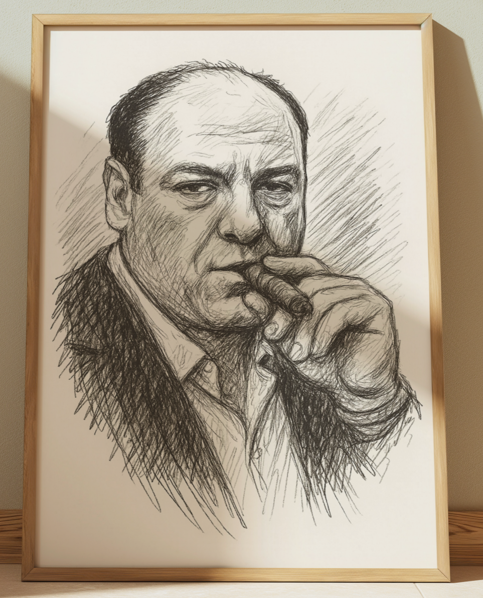 TONY SOPRANO THE SOPRANOS DRAWING PRINT PORTRAIT SKETCH 8" x 10" PRINT ...