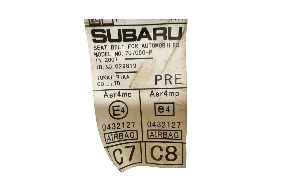 SUBARU OUTBACK BL, BP Ceinture de Sécurité Avant Droite 7Q7050P Diesel ...