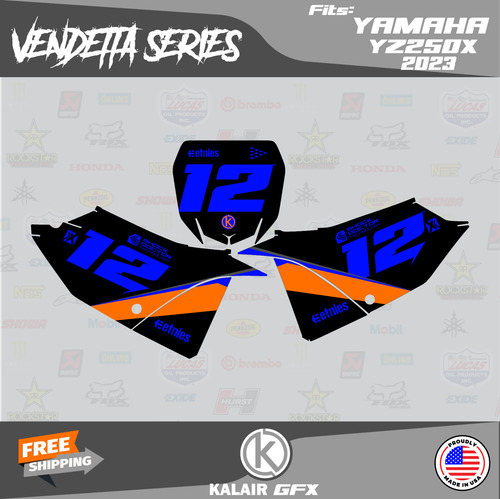Graphics Decal Kit for YAMAHA 2-stroke YZ250X (2023) Vendetta Series ...