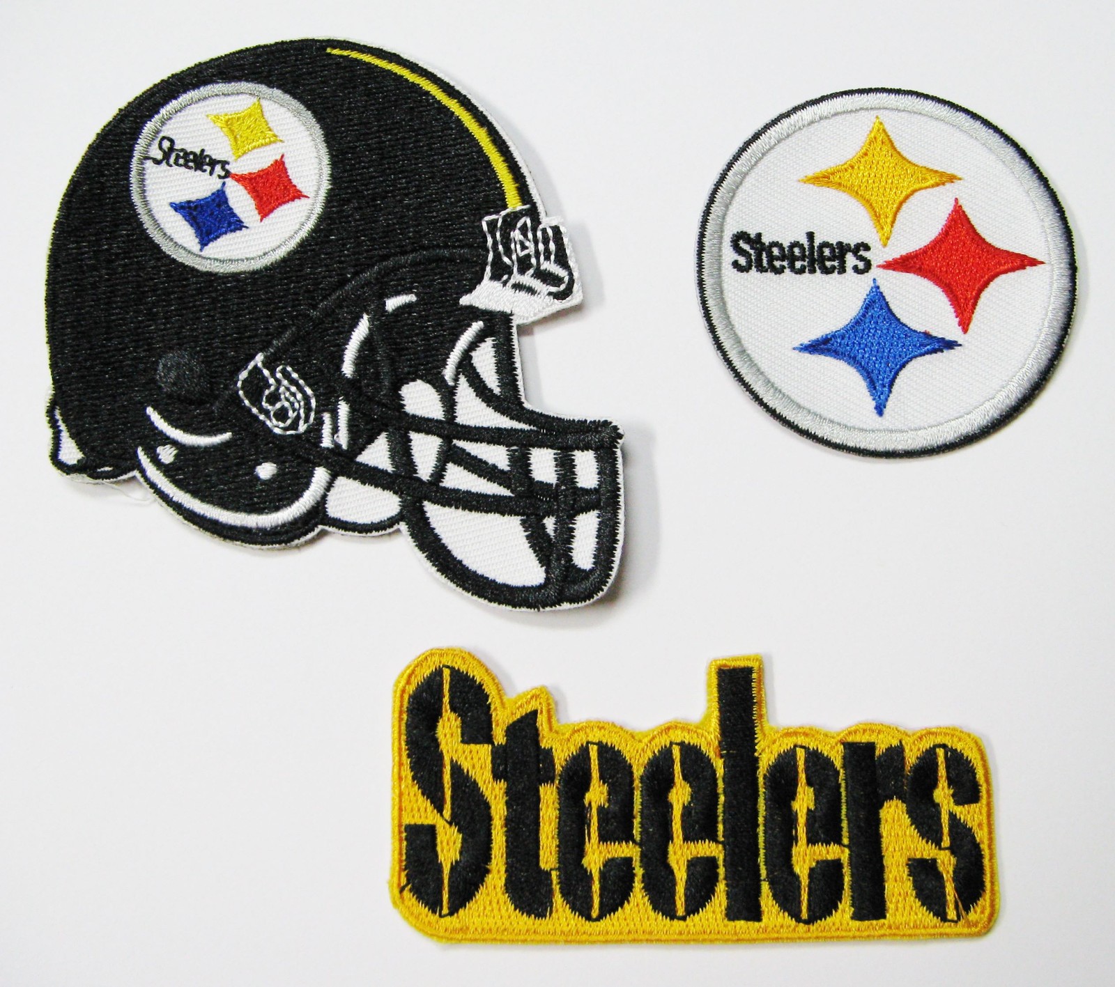 (1) LOT OF (3) NFL STEELERS EMBROIDERED PATCHES- NAME,LOGO,& HELMET ...