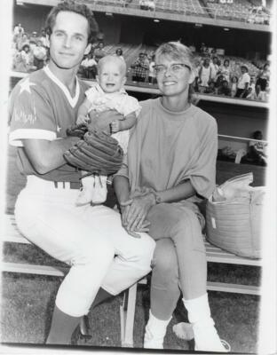 Gregory Harrison Randi Oaks daughter Emma Dodger Stadium Game Press ...