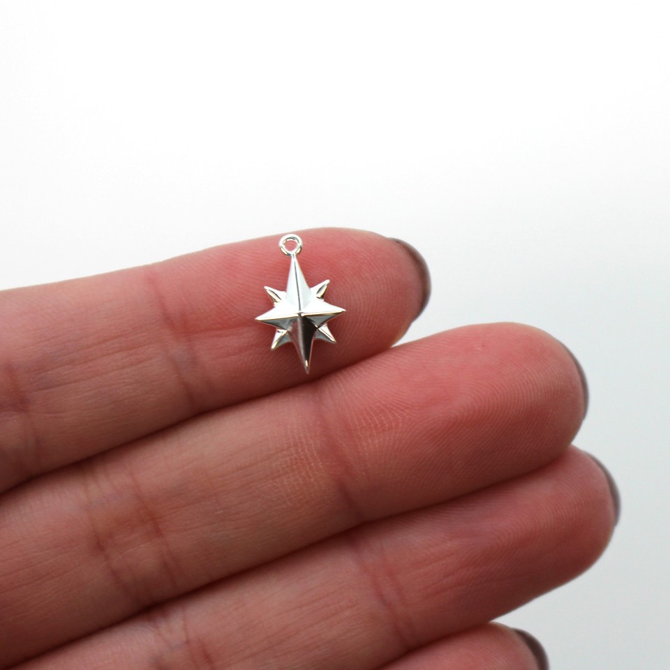 925 Sterling Silver Northstar Charm-Holiday Star Charm- Northern Star ...