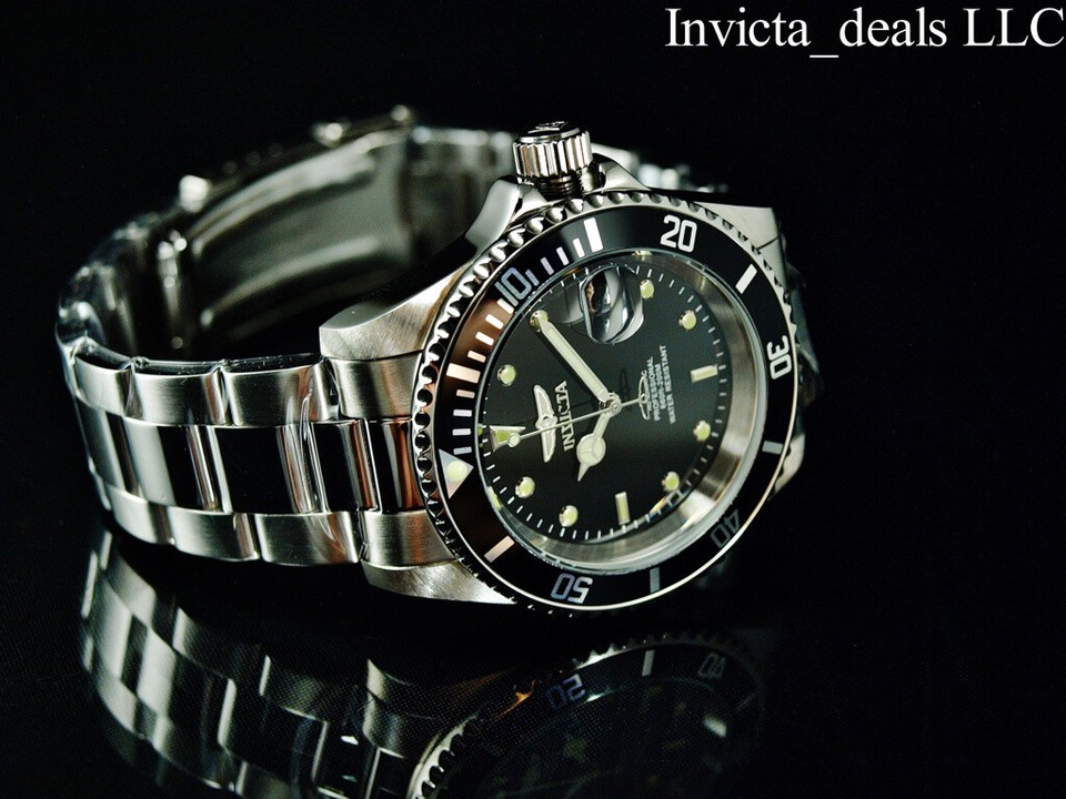 Invicta Men's 40mm Pro Diver AUTOMATIC NH35A BLACK DIAL Silver Watch | eBay