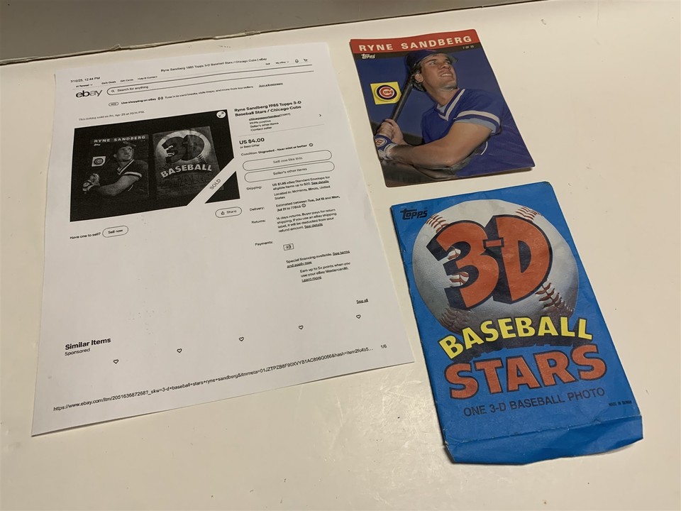 Ryan Sandberg 1985 Topps 3-D Chicago Cubs Baseball Stars | eBay