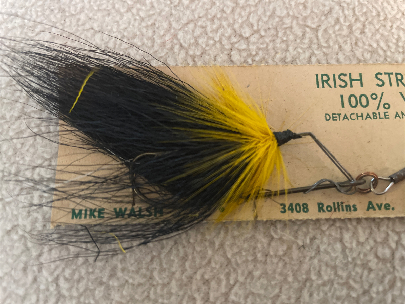 Vintage Fly Fishing Lure Irish streamer fly Weedless Mike Walsh Black ...