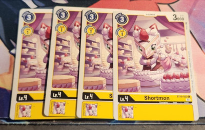 x4 Playset Digimon Xros Encounter SHORTMON BT10-033 Yellow Common | eBay