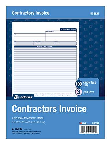 Adams Contractor Invoice Forms, 8.5 x 11.44 Inch, 3-Part, White/Canary ...