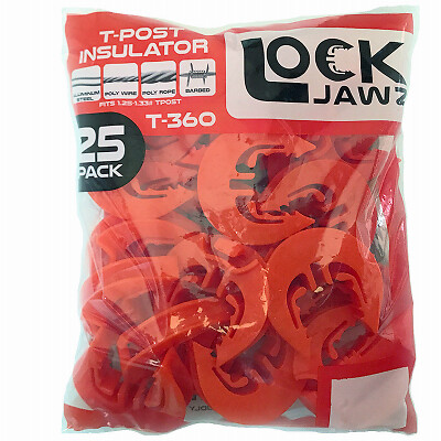 Lock Jawz Electric Fence T-Post Insulator, Orange, 6 Positions T-360-O ...