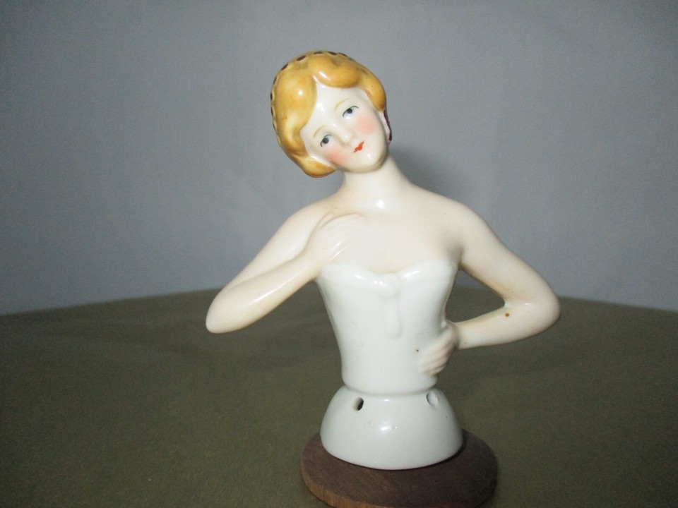 German Women With Tilted Head Pin Cushion Half Doll Good 3" Tall | eBay
