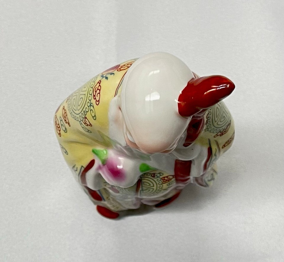 VINTAGE CHINESE FAMILLE ROSE PORCELAIN STATUE GOD OF LONGEVITY SHOU LAO ...