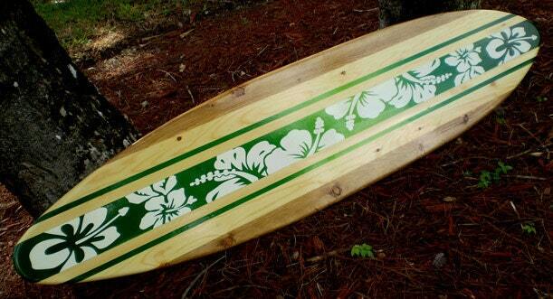 Green Tropical 4 foot Surfboard Decor Wall Art- Customizable Wooden ...