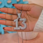 3.5ct Number 13 Pendant 18" Necklace Lab Created Moissanite 925 ...