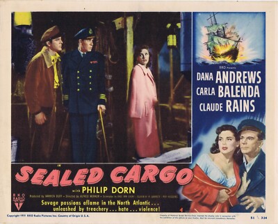 SEALED CARGO Original Lobby Card 4 Dana Andrews Claude Rains Phillip ...