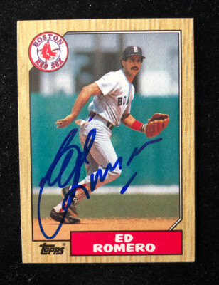 ED ROMERO 1987 TOPPS AUTOGRAPHED SIGNED AUTO BASEBALL CARD 675 RED SOX ...