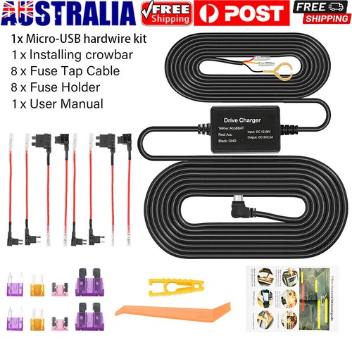 Universal Micro-USB Hard Wire Fuse Box Car Recorder Dash Cam Hard Wire ...