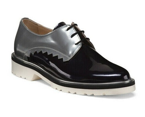 NIB PERTINI Size 38 /8 Leather 2-Tone Flat Lace-up Oxford Made In Spain ...