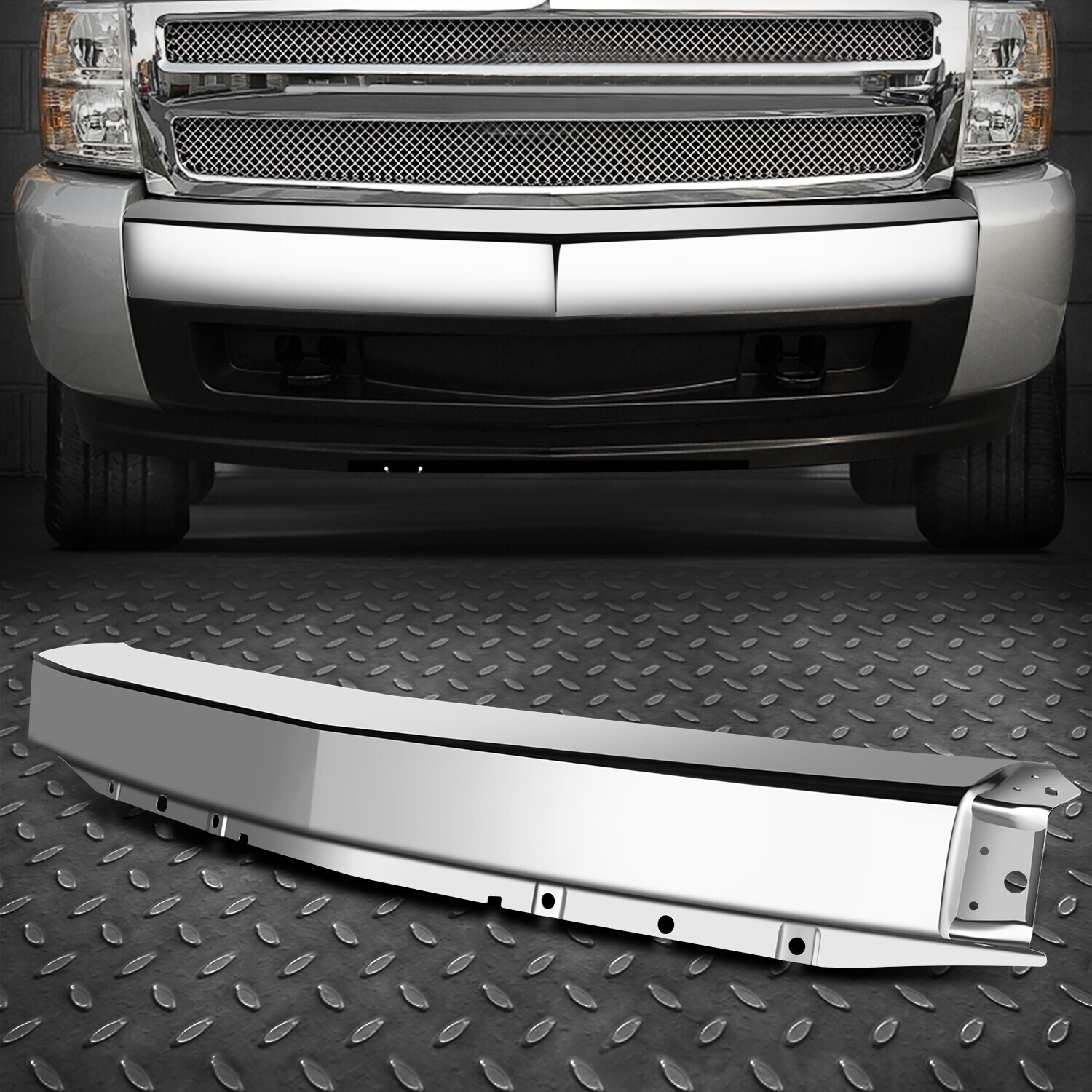 For 07-13 Chevy Silverado 1500 Chrome Front Bumper Face Bar w/o Air ...