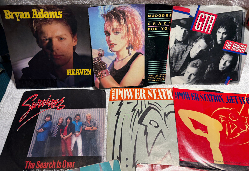 8x Vintage 1990's 45 RPM Vinyl Records, Madonna Bryan Adams, Power ...