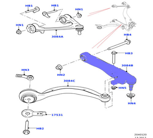 LAND ROVER FRONT LOWER CONTROL ARM REAR RANGE ROVER VELAR LH LR090504 ...
