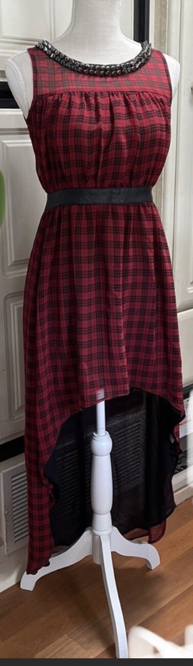 Punk Goth plaid dress spike collar - Gem