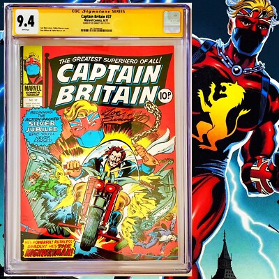 CGC 9.4 SS Captain Britain #37 signed by Joe Sinnott 1977 White Pages ...