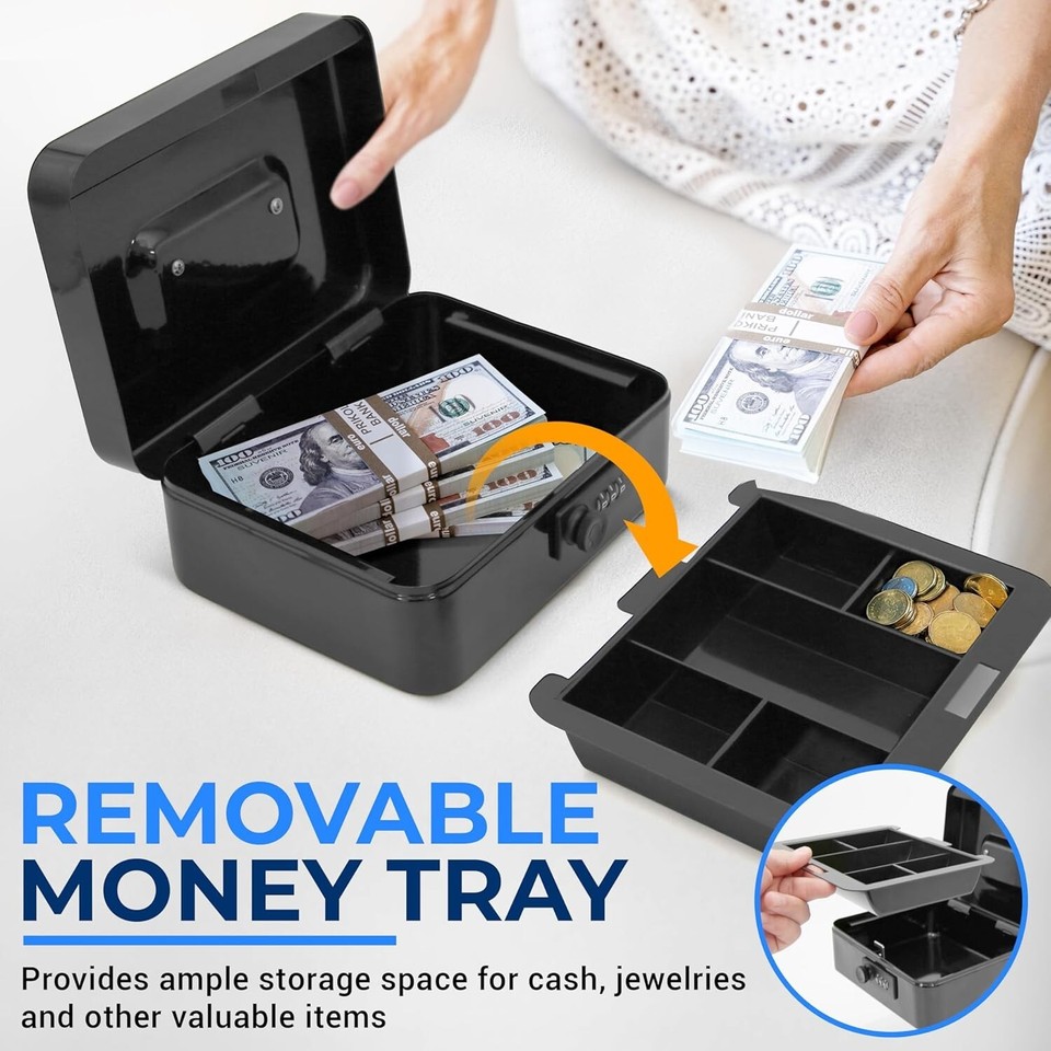 Security Money Box Fire Proof Lock Safe Storage Cash Gun Jewelry ...