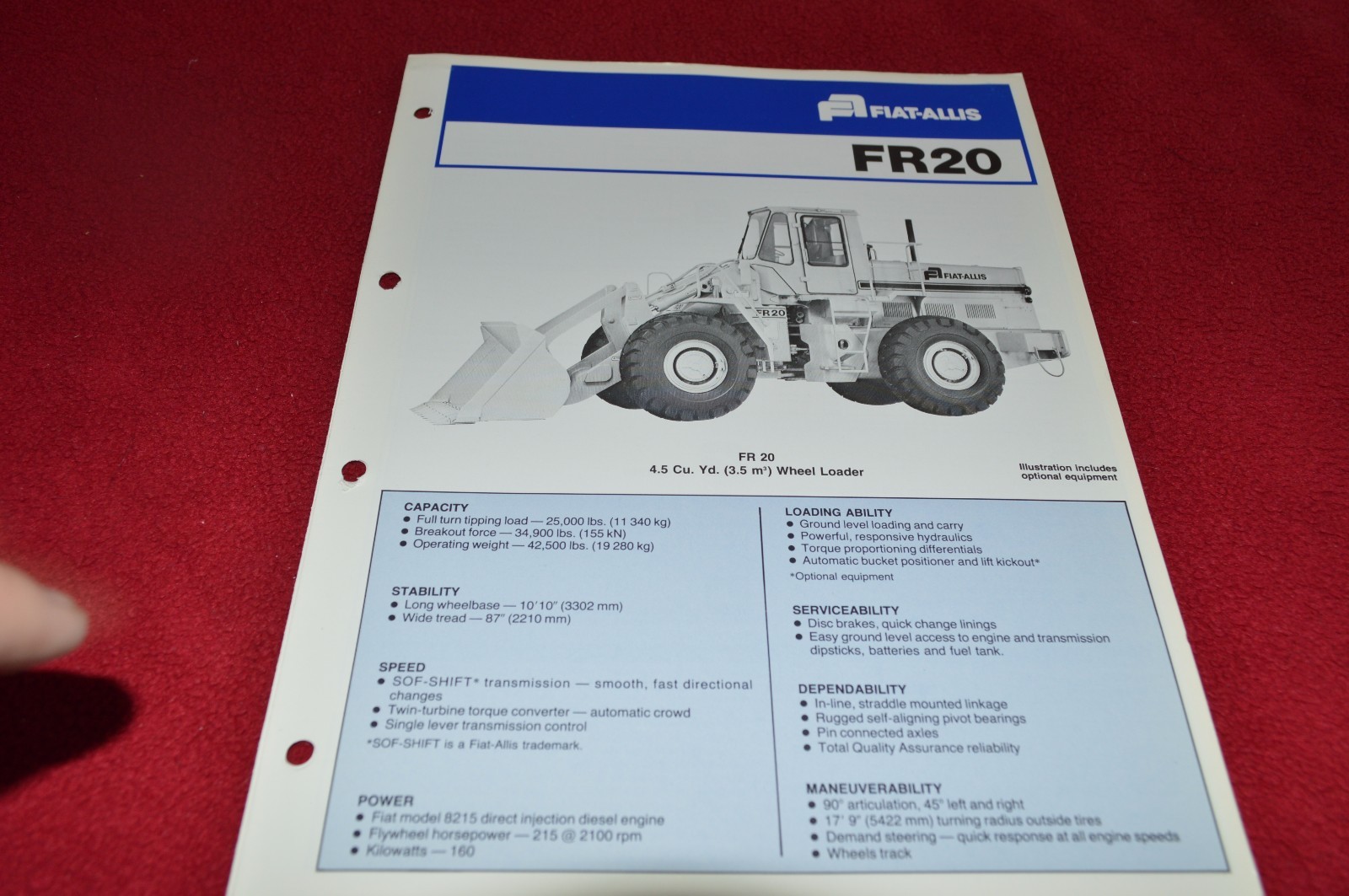 Fiat Allis Chalmers FR20 Wheel Loader Dealer's Brochure RPMD ver3 | eBay
