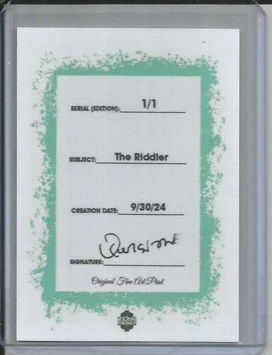 2024 The Riddler Batman Villian 1/1 Masterpiece Art Sketch Card Artist ...