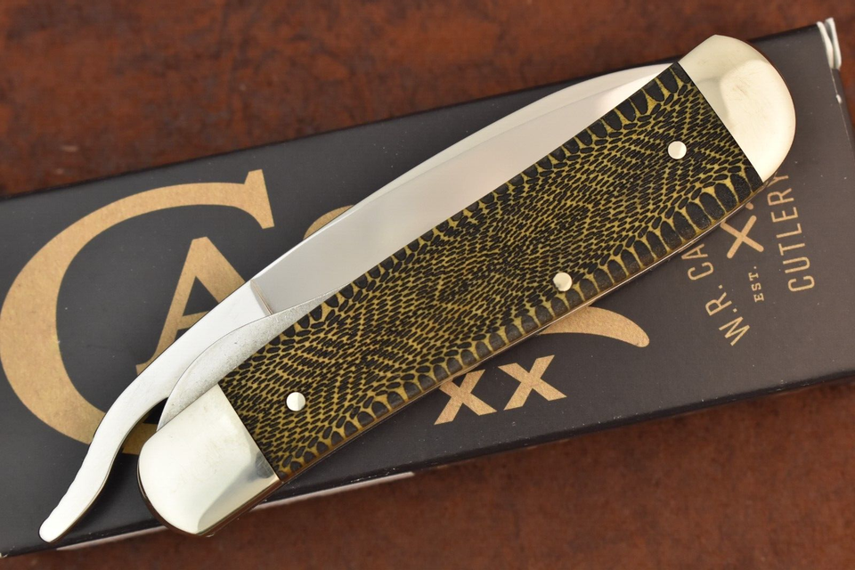 CASE XX USA SNAKE SKIN ETCH DROP POINT BULLET SHIELD BONE RUSSLOCK ...