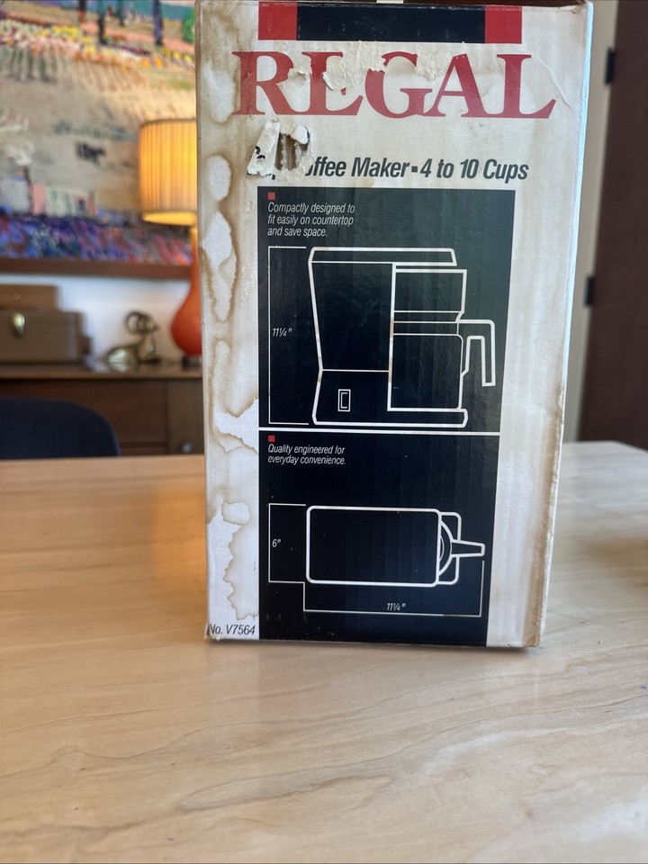 Vintage Regal Drip Coffee Maker 4 To 10 Cups Brewing V7564 NEW Open Box ...