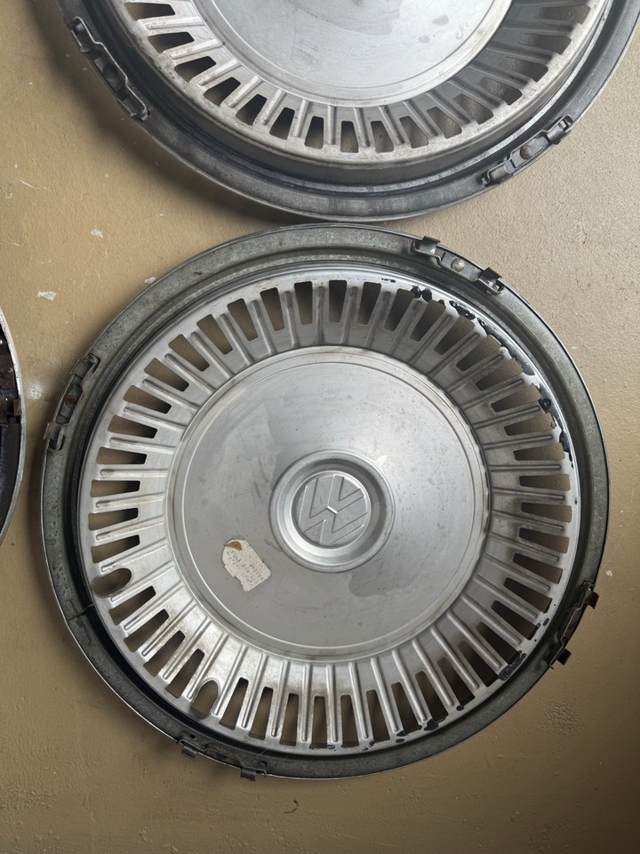 Lot of 4 VW, RABBIT, CHROME HUBCAP USED, 13" 79-84 / BLACK PAINTED ...