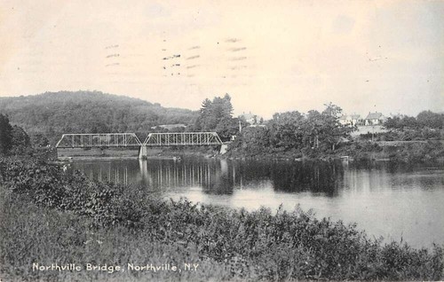 Northville New York scenic birds eye view Northville Bridge antique pc ...