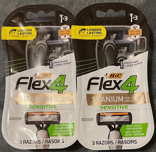 6 Count Bic Flex 4 Titanium Sensitive Razors - Ultra-Thin Blades - 2 ...