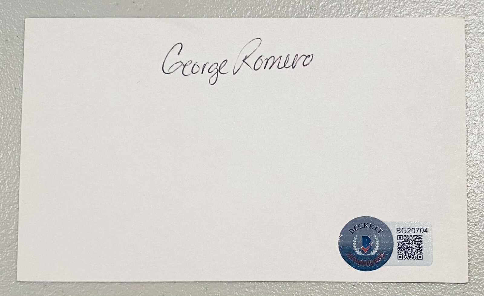 George Romero Signed Autographed 3x5 Card Beckett BAS Night Of The ...
