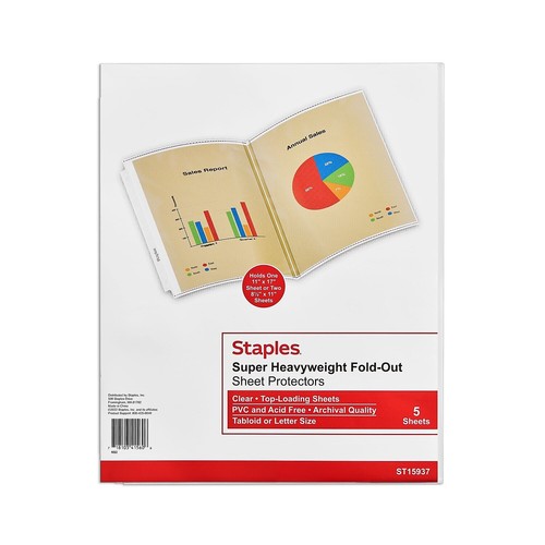 Staples 11" " Top Loading Fold-Out Sheet Protectors 5/Pack (15937-CC ...