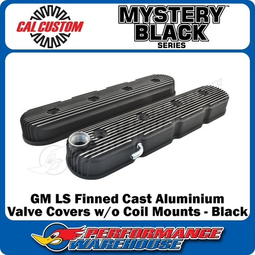 Black Finned Cast Aluminium GM LS Valve Covers w/o Coil Mounts, Chev ...