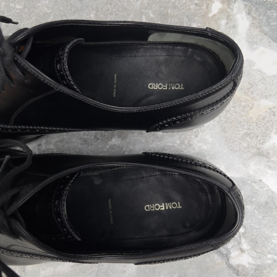 Tom Ford Claydon Austin Cap Toe Oxfords Brogue Black Leather 10 OS 9 UK ...