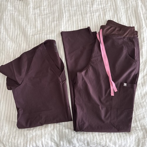 FIGS Technical Collection Womens Brown Scrub Set Sm. Top, Med. Tall ...