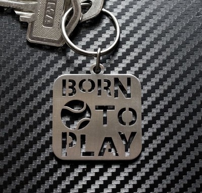 TENNIS Born To Play Racket Ball Court Game Serve Wimbledon Keyring ...