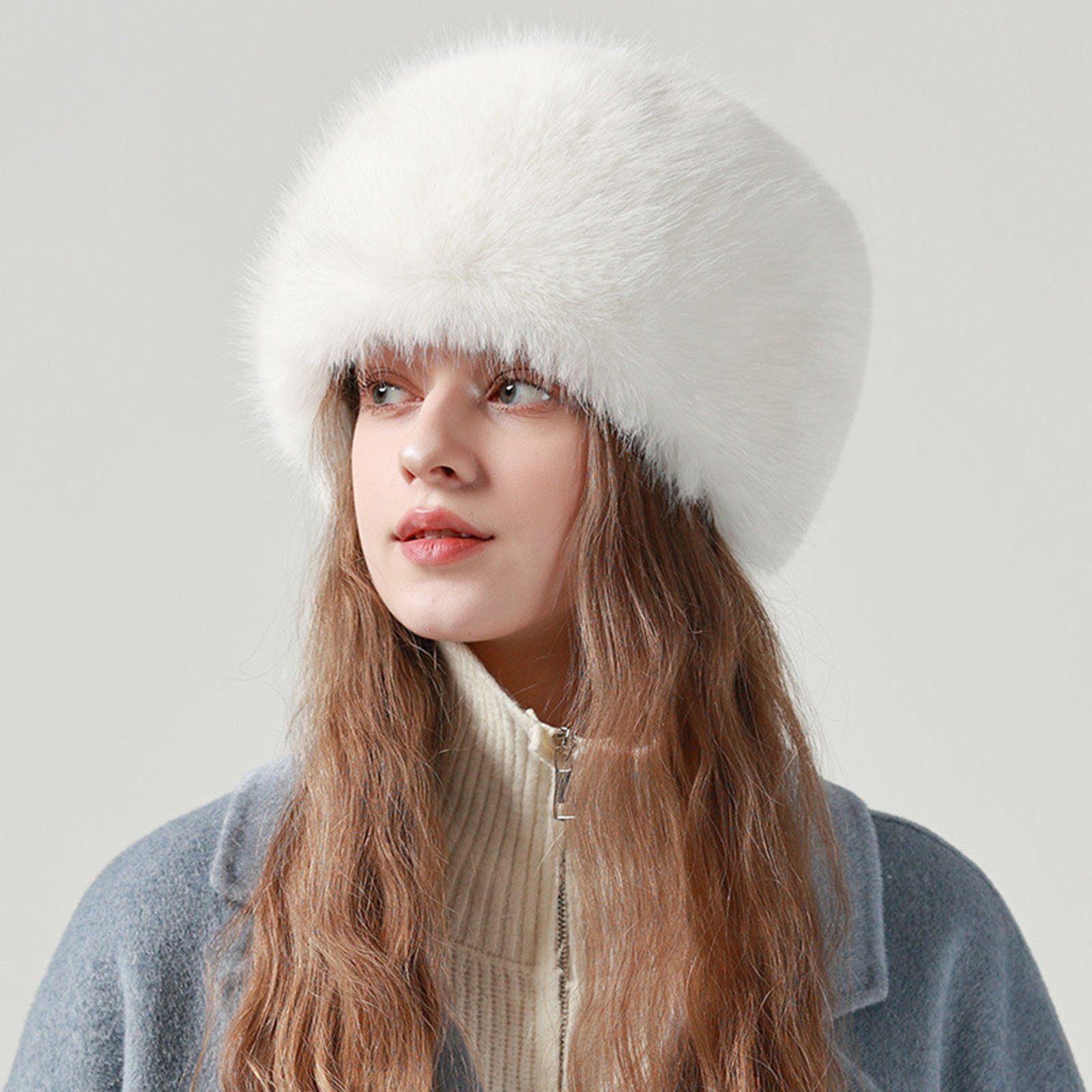 Women Elastic Cap Men Basin Hat Soft Faux Fur Women's Winter with Anti ...