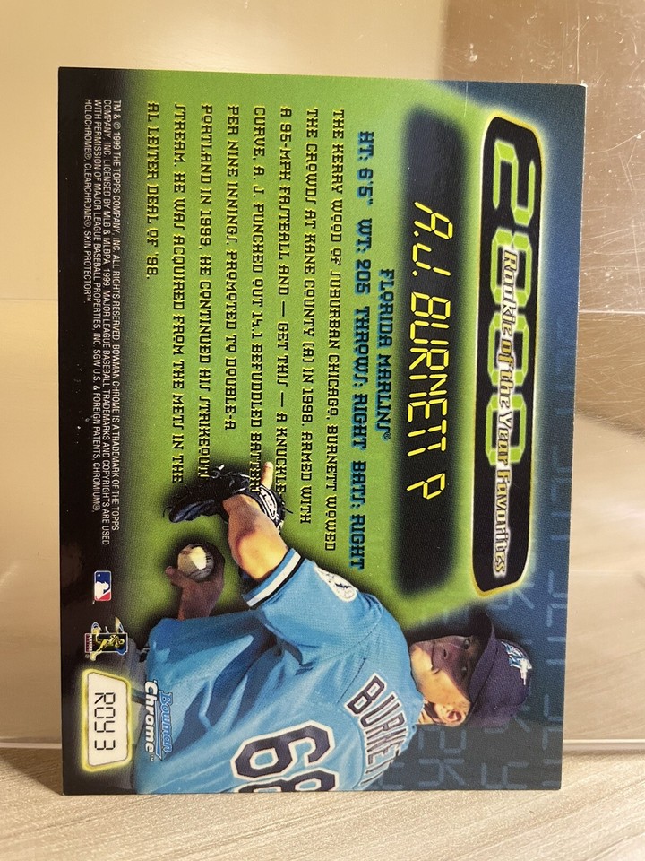 1999 Bowman Chrome 2000 ROY Favorites #ROY3 A.J. Burnett | eBay