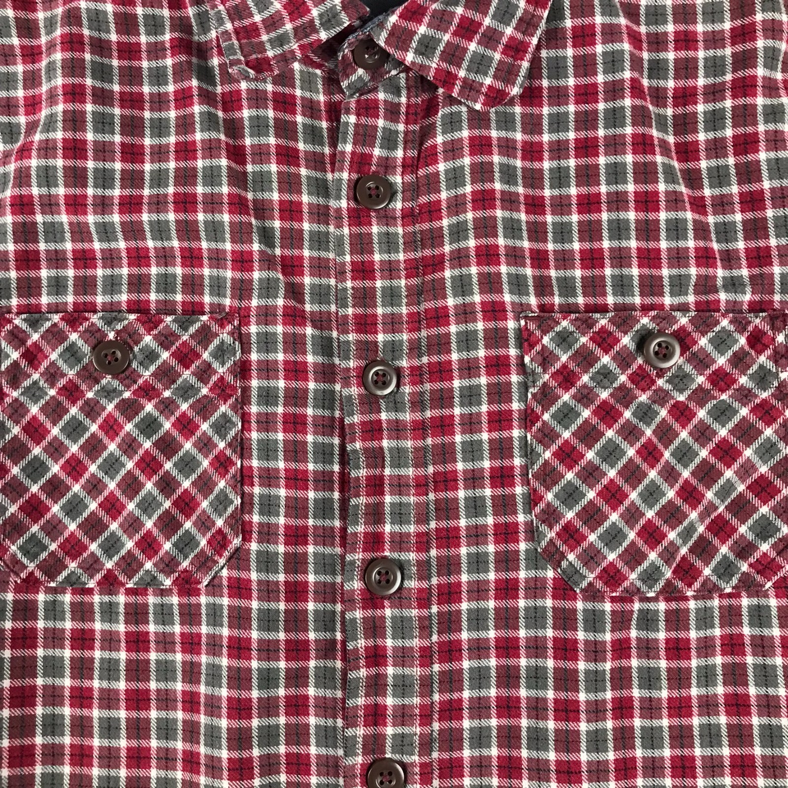 Wrangler Flannel Shirt Mens L - XL Red Plaid Button Up Western Cowboy ...