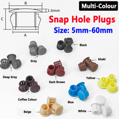 Multicolor Plastic Nylon Round Snap-on Hole Plugs Blanking End Caps Dia ...