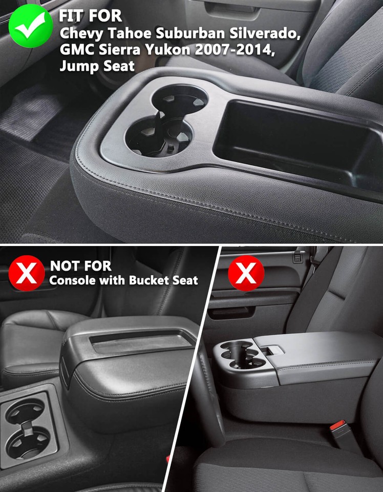 Center Console Armrest Leather Cover Zipper for 07-14 Silverado Sierra ...