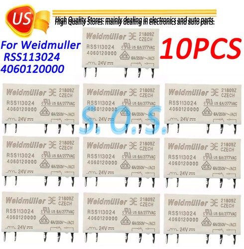 10 Pcs Power Relay For Weidmuller RSS113024 4060120000 24VDC 277VAC 6A ...