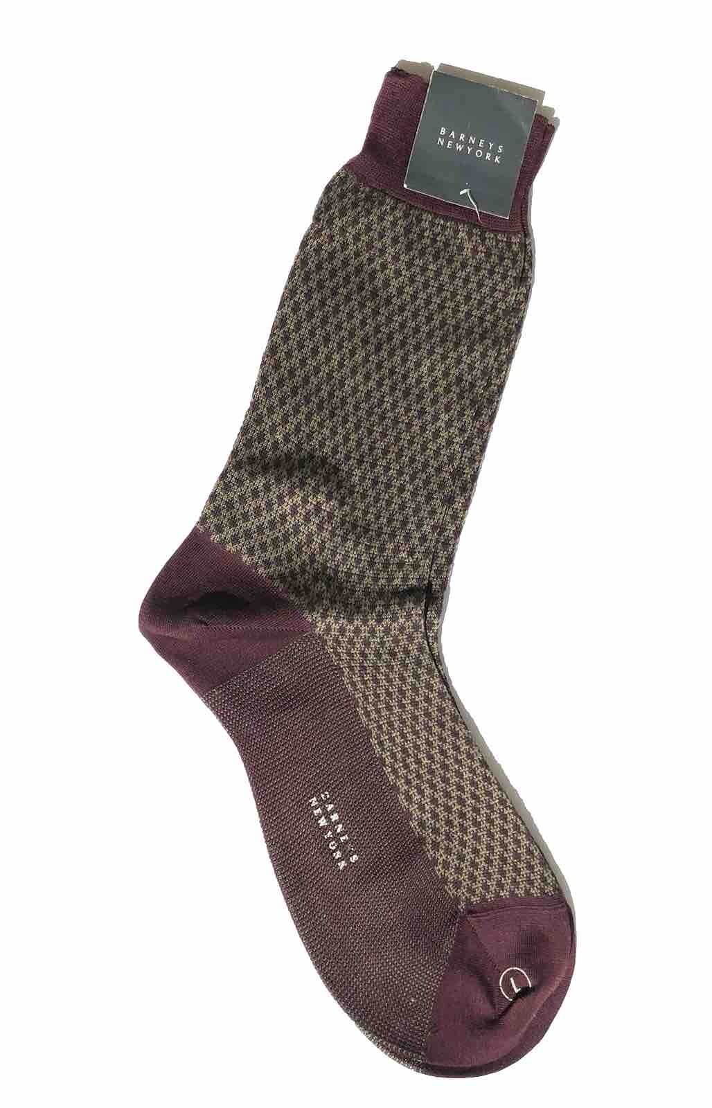 BARNEYS NEW YORK Mens Dress Socks~ Italy~Burgundy and Green ~ New With ...