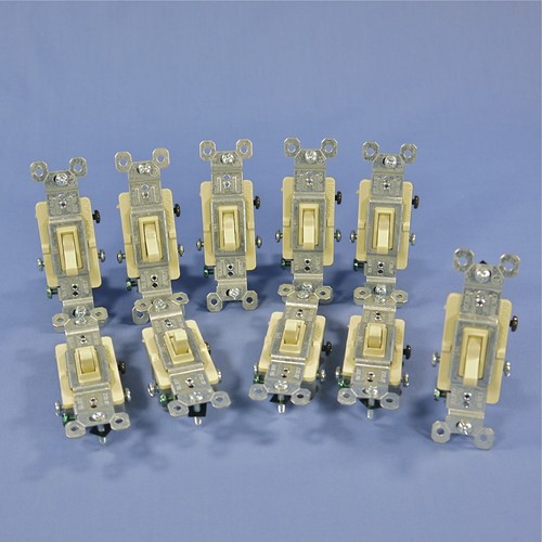 10 Pass & Seymour Ivory RESIDENTIAL Toggle Wall Light Switches 3-Way ...