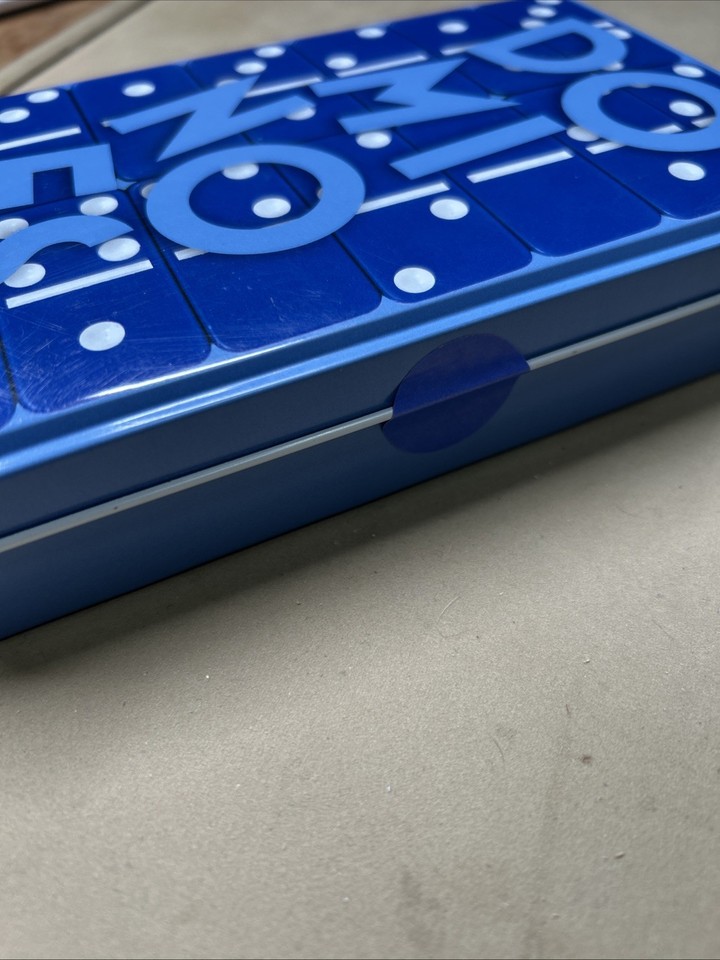 New Blue Dominoes Set In a tin box by Professor Puzzle Domino Set | eBay UK